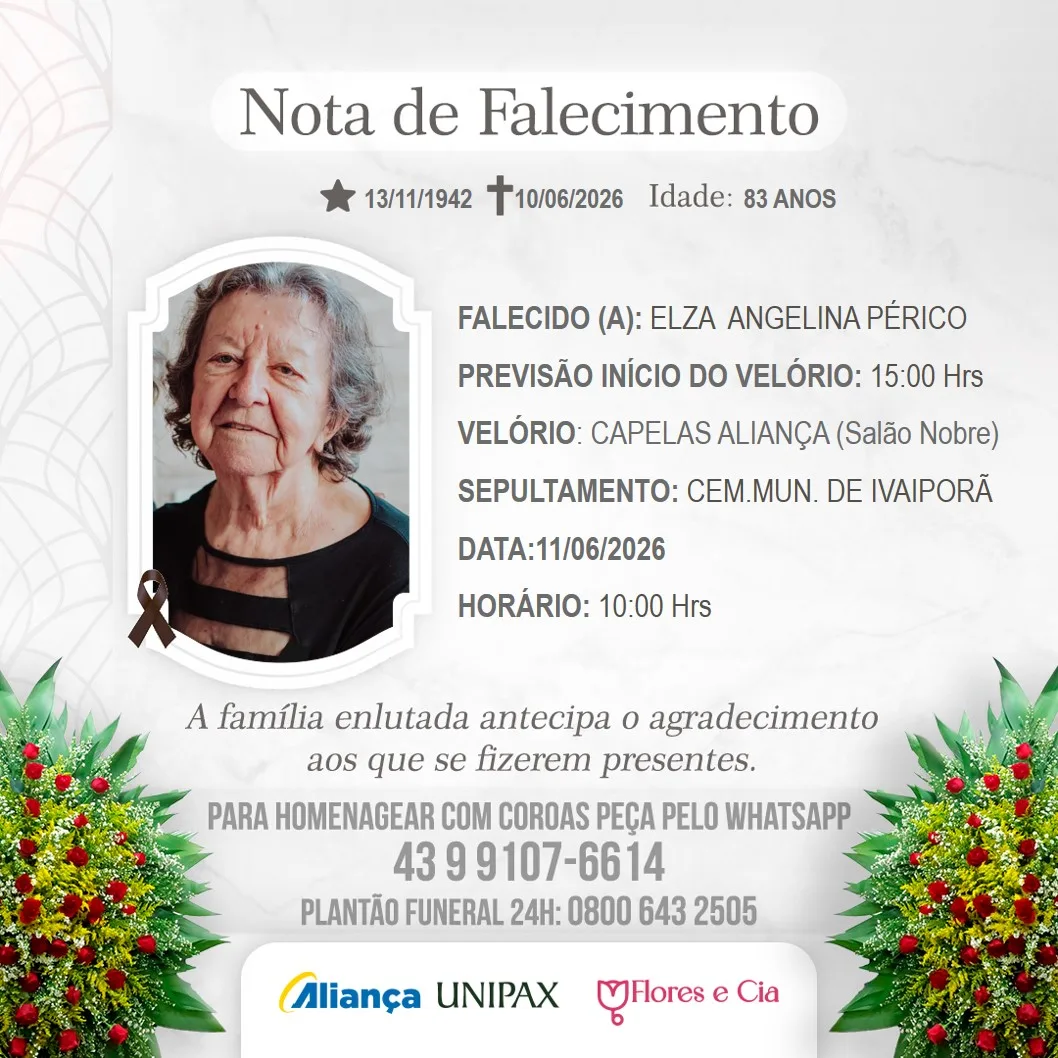 Faleceu em Ivaiporã a senhora Elza Angelina Périco, aos 83 anos - BLOG ...